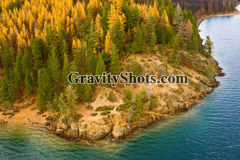 Point of Rocks Glacier Park Fall Aerial - GravityShots.com