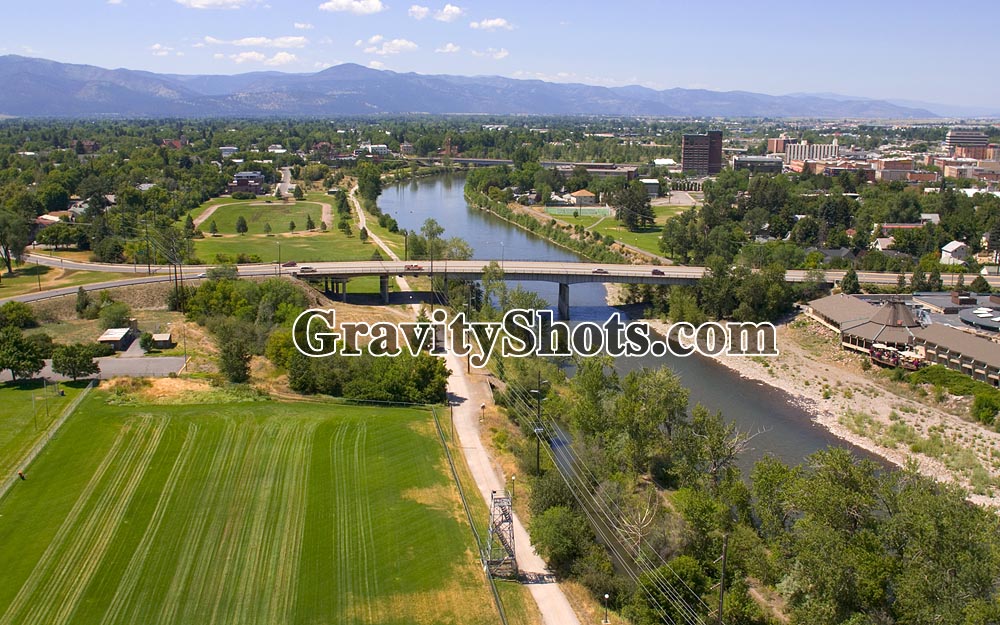 Clarkfork River running through Missoula Missoula Summer Aerial ...