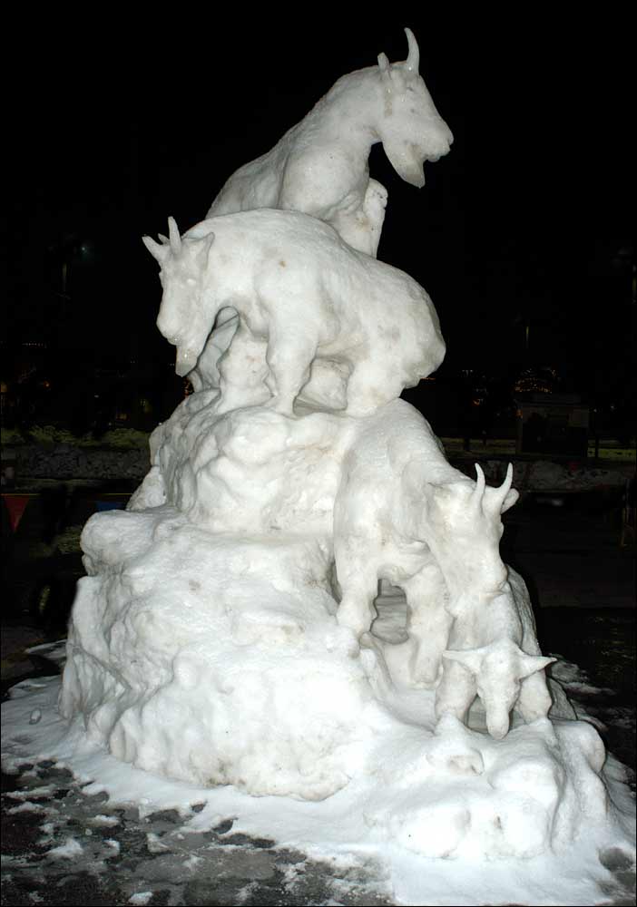 Mountain Goats Whitefish, MT Winter Snow Sculptures - GravityShots.com